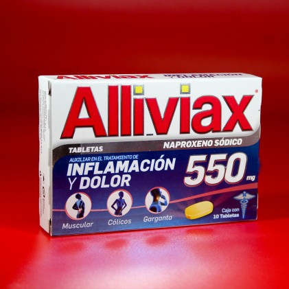 ALIVIAX (NAPROXENO SÓDICO) 550MG C/10TAB - Antiinflamatorio - pharmamex