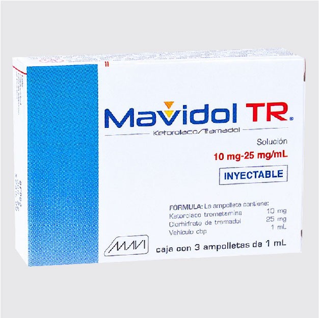 MAVIDOL TR KETOROLACO TRAMADOL 3 AMPOLLETAS 10MG 25MG 1ML - Analgésicos ...